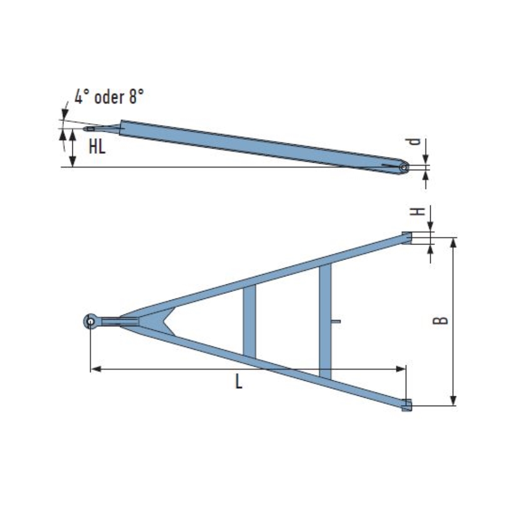 Zuggabel ZGS27-2500-1400/100/30/ Q2-750/8G/40H/SB Zugggabel L:2500mm B ...