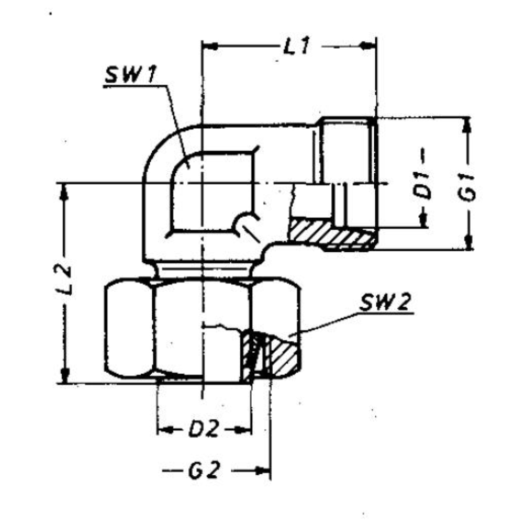 einstellbare Winkelstutzen, vormontiert D1: R18x1 D2: R18x1 G1: M26x1,5 ...