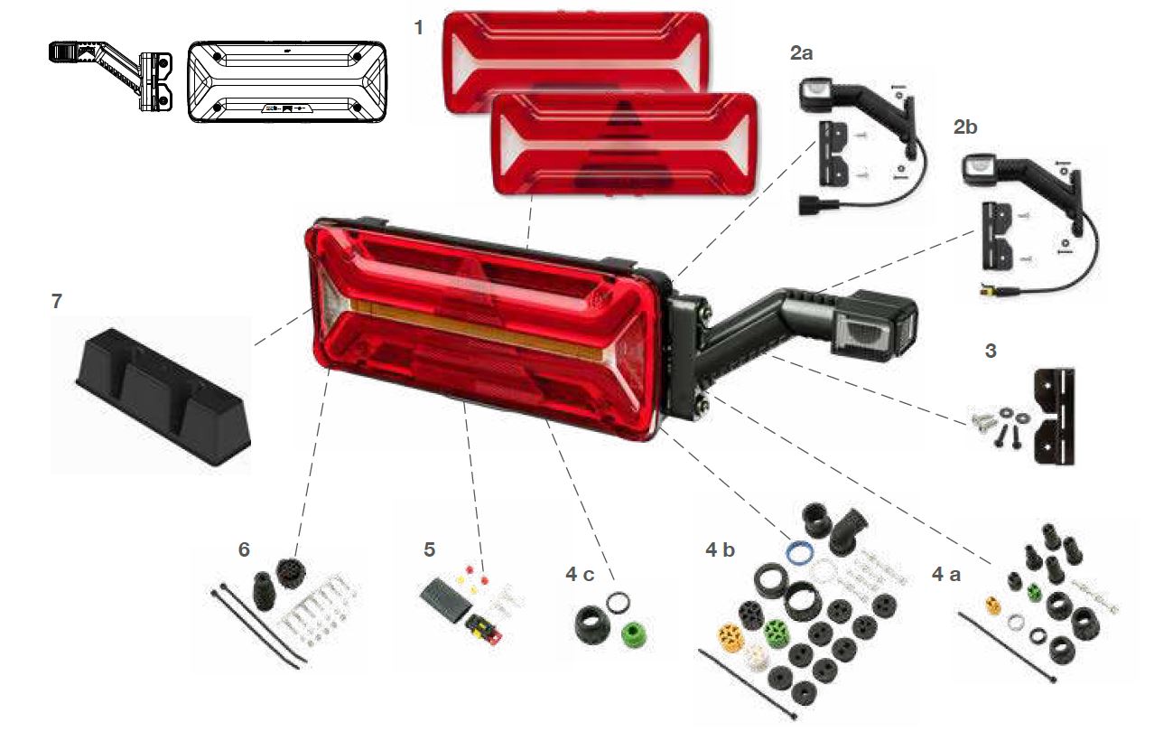 Ecoled 2 Truck Heckleuchte Set inkl. 7pol. AMP Stecker